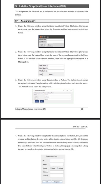 Solved 9 Lab 8 - Graphical User Interface (GUI) The | Chegg.com