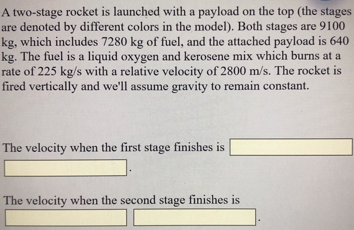 Solved A two-stage rocket is launched with a payload on the | Chegg.com