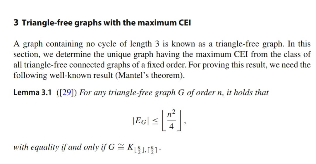 Solved 3 Triangle-free graphs with the maximum CEI A graph | Chegg.com