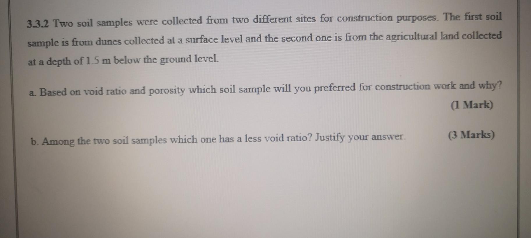 Solved 3.3.2 Two soil samples were collected from two | Chegg.com
