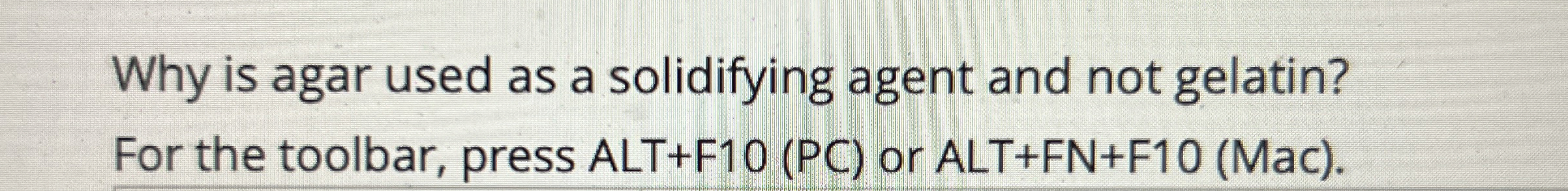 Solved Why is agar used as a solidifying agent and not | Chegg.com
