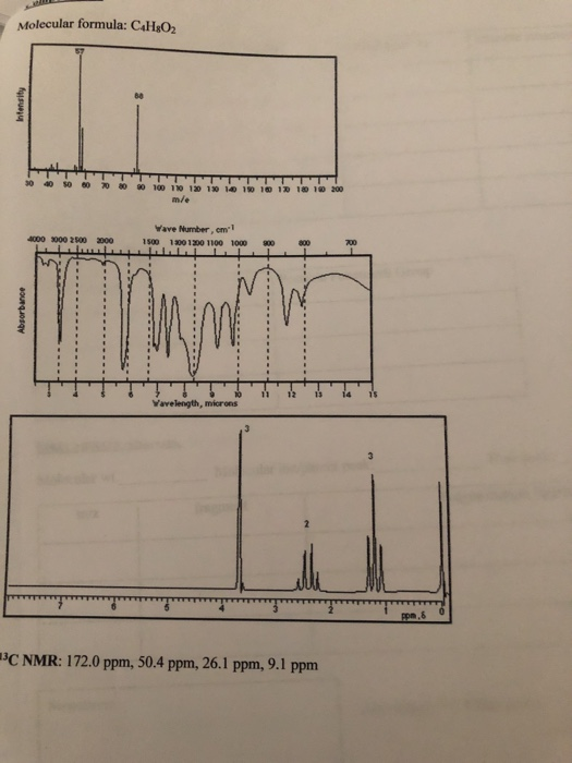Solved Molecular formula: C4H3O2 Intensity TOT Wave Number, | Chegg.com