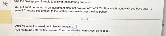 Solved Use the savings plan formula to answer the following | Chegg.com