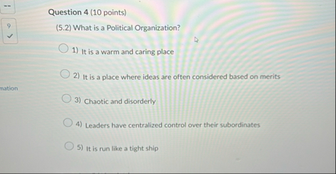 Solved Question 4 (10 ﻿points)9(5.2) ﻿What is a Political | Chegg.com
