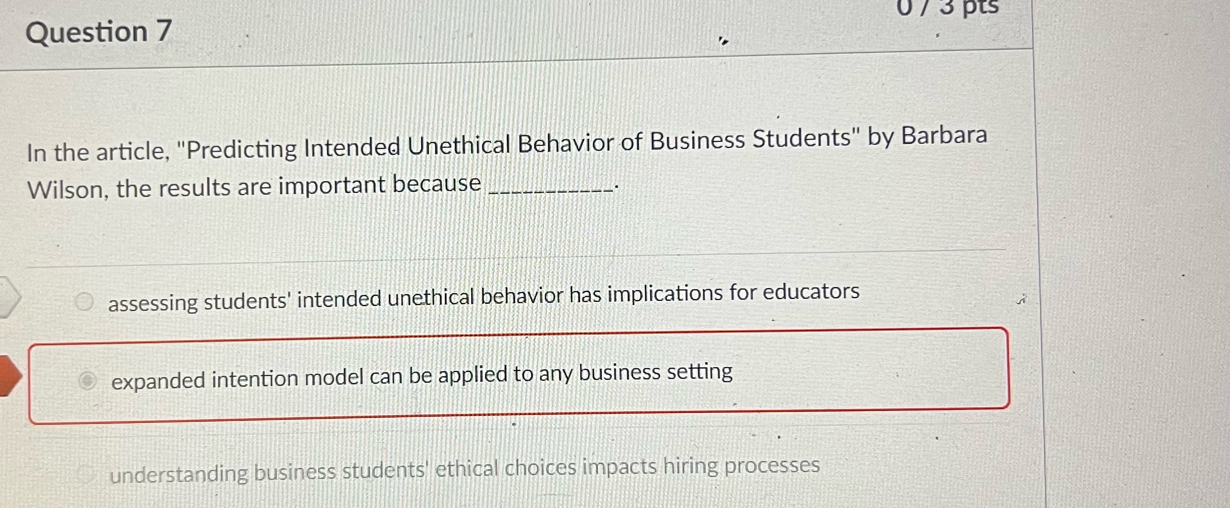 Solved Question 7In the article, "Predicting Intended | Chegg.com