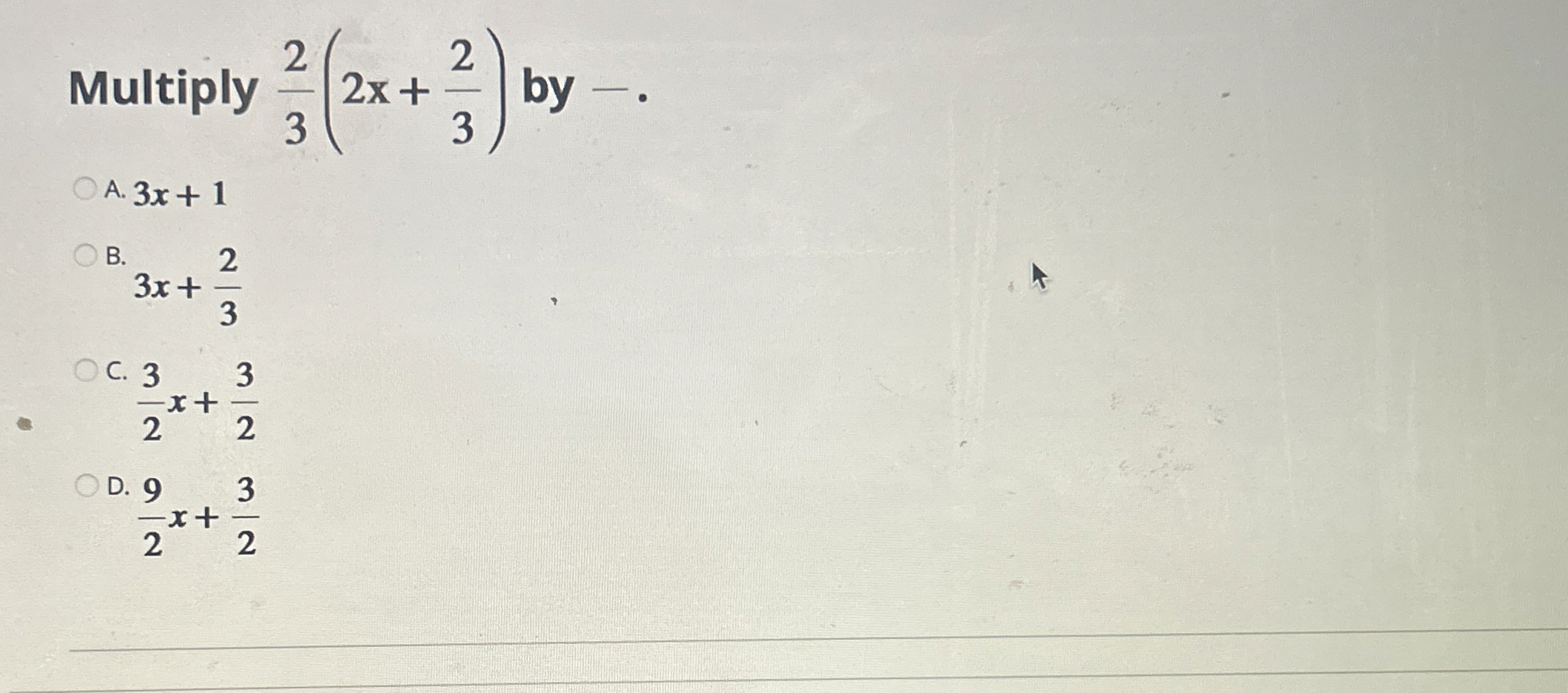 Solved Multiply 23(2x+23) ﻿by | Chegg.com