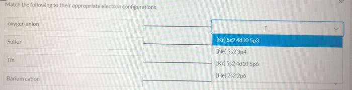 Solved Match the following to their appropriate electron | Chegg.com