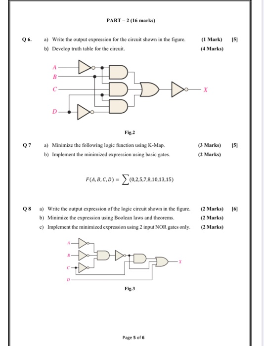 Solved Part 2 16 Marks A Write The Output Expression For 7910