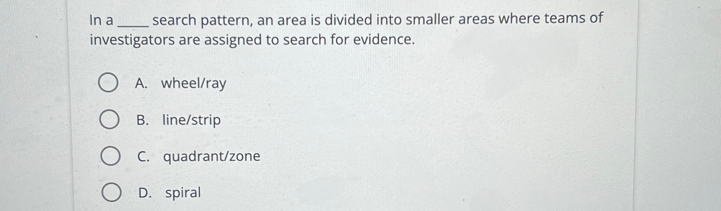 Solved In a q, ﻿search pattern, an area is divided into | Chegg.com
