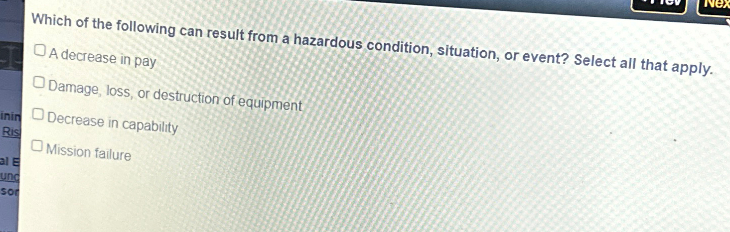 Solved Which of the following can result from a hazardous | Chegg.com
