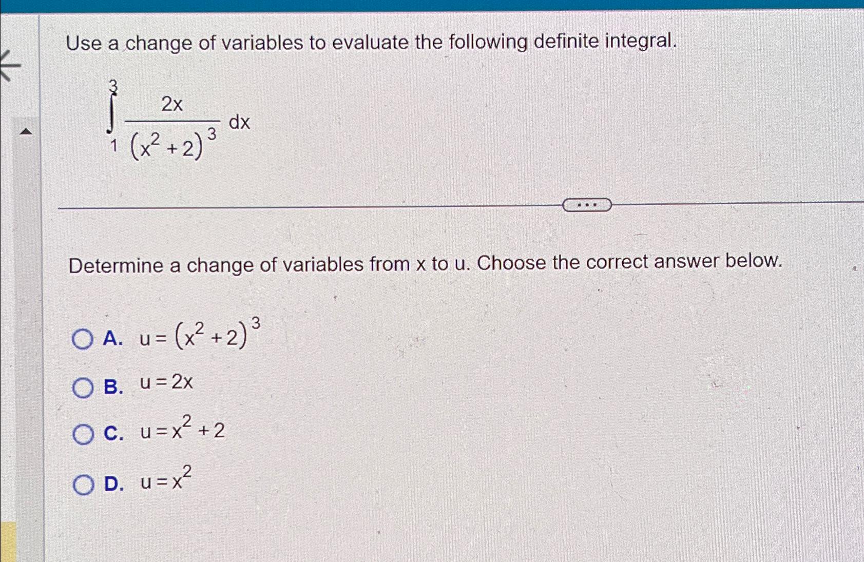 Solved Use a change of variables to evaluate the following | Chegg.com