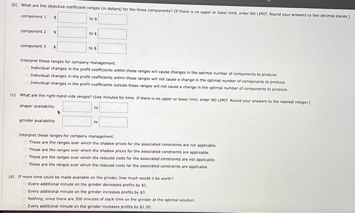 Solved machine are as follows. follows: companent i | Chegg.com