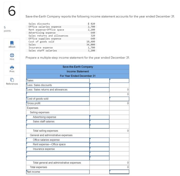Solved Save-the-Earth Company reports the following income | Chegg.com