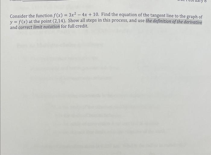 Solved Consider the function f(x)=3x2−4x+10. Find the | Chegg.com