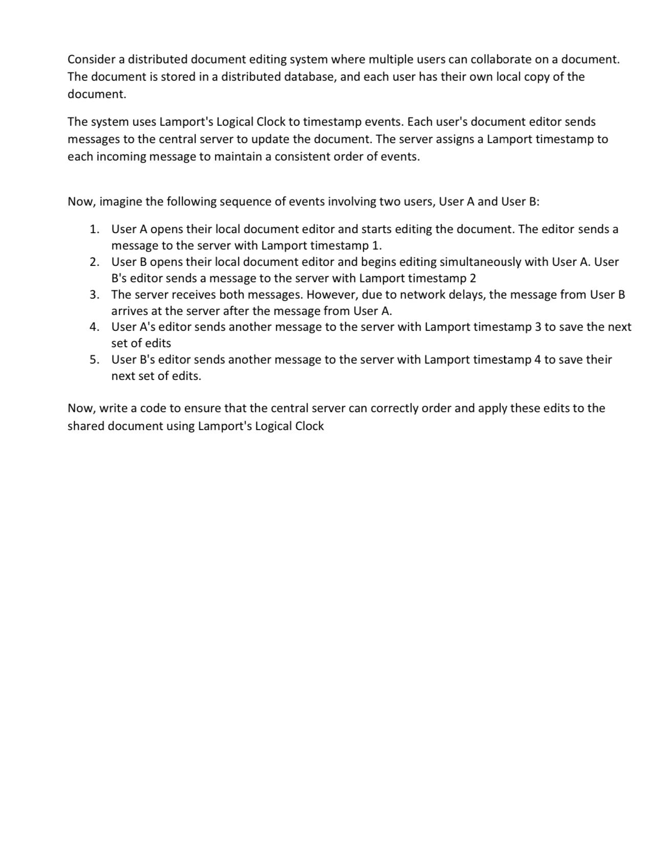 Solved Consider a distributed document editing system where | Chegg.com