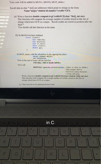Solved Your code will be added in lab10.c, lab10., | Chegg.com