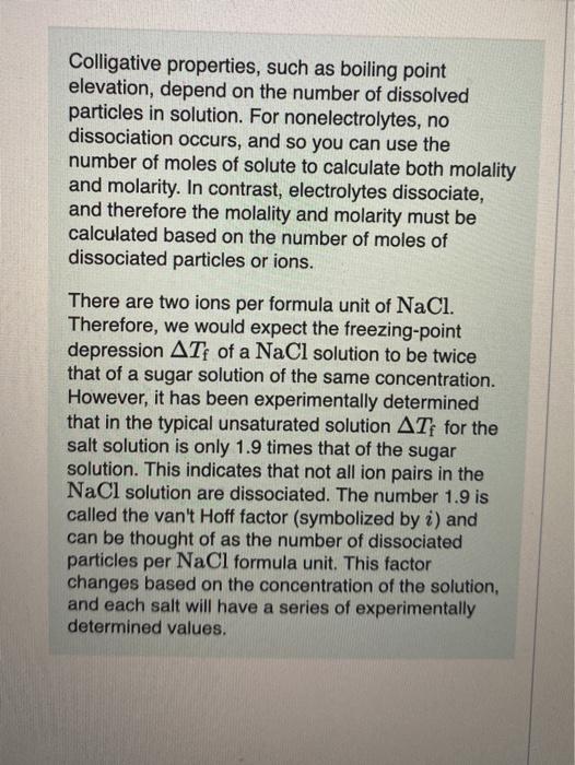 Solved Colligative properties, such as boiling point | Chegg.com