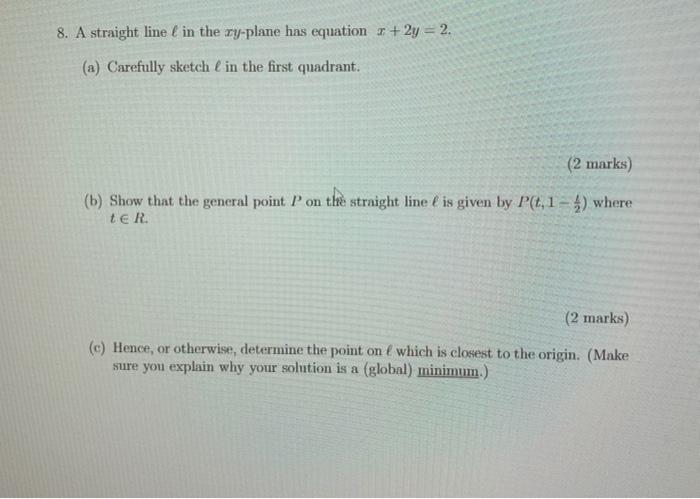 Solved A straight line ℓ in the xy-plane has equation | Chegg.com