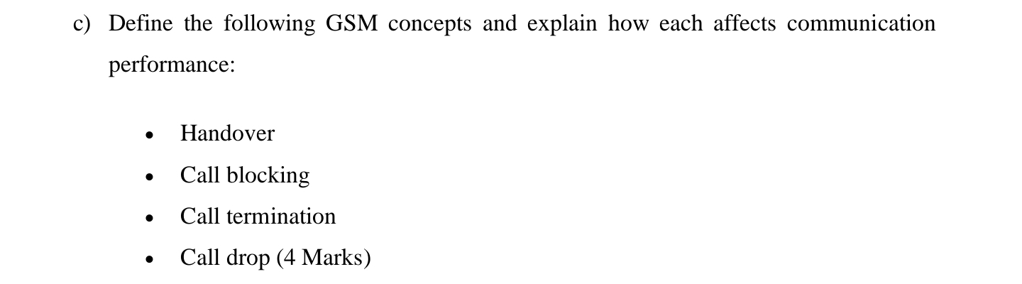 Solved c) ﻿Define the following GSM concepts and explain how | Chegg.com