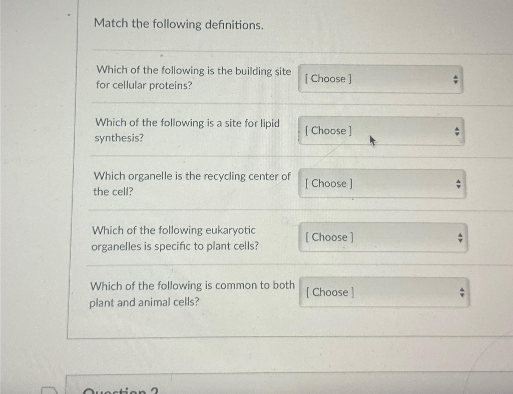 Solved Match the following definitions.Which of the | Chegg.com