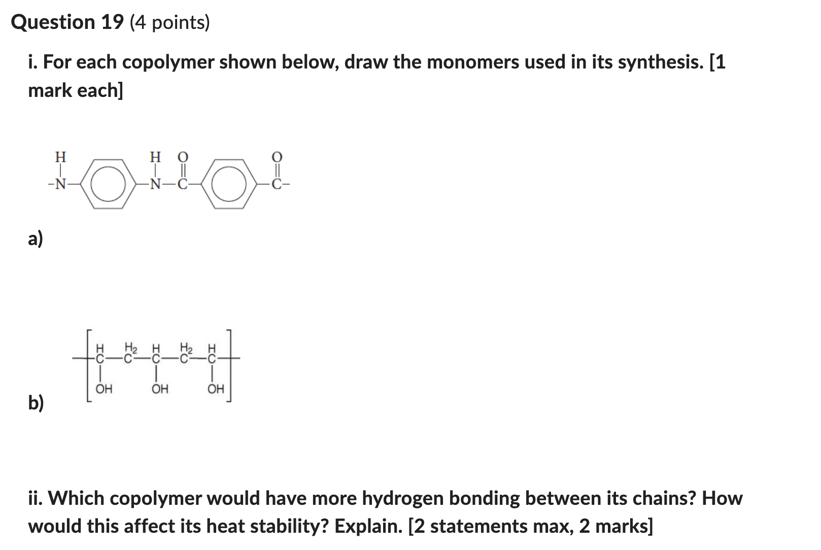 Solved Hii For Each Copolymer Shown Below Draw The 