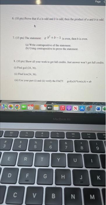 Solved 6. (10 pis) Prove that if a is odd and b is odd, then | Chegg.com