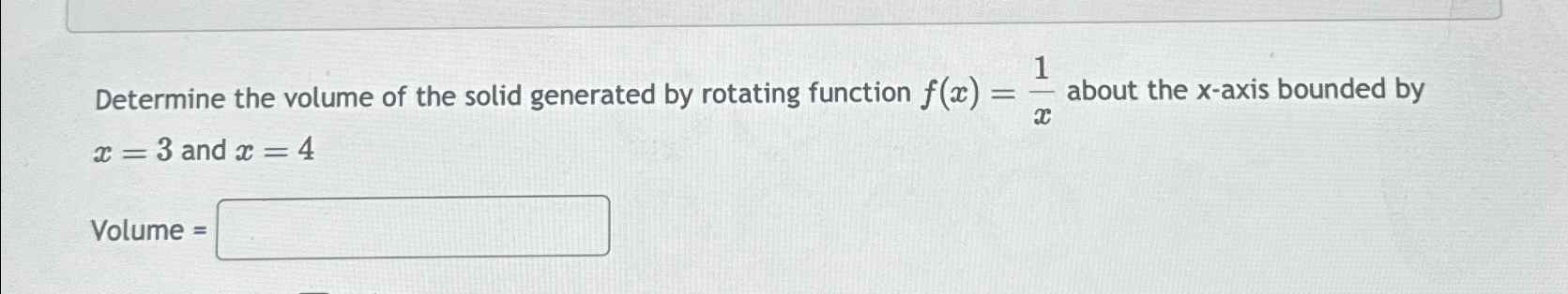 Solved Determine the volume of the solid generated by | Chegg.com