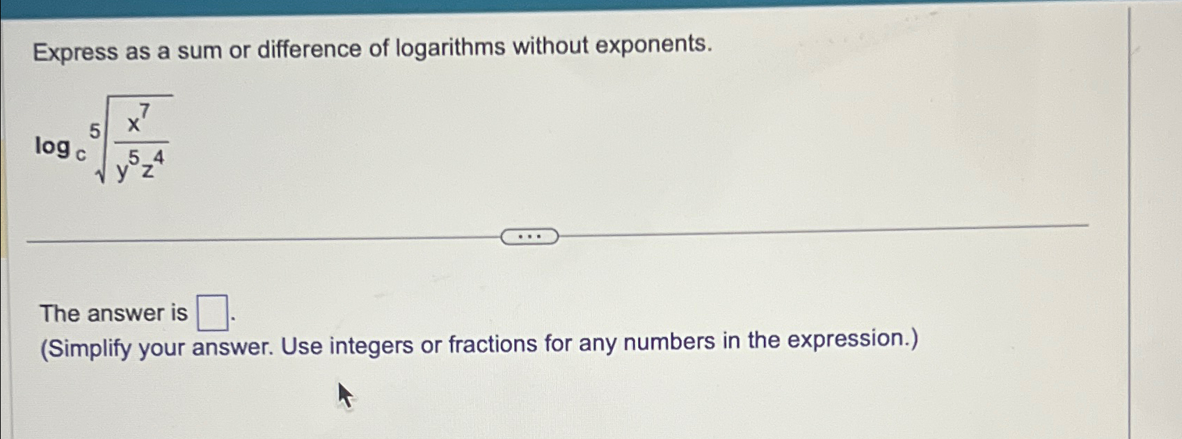 Solved Express as a sum or difference of logarithms without | Chegg.com