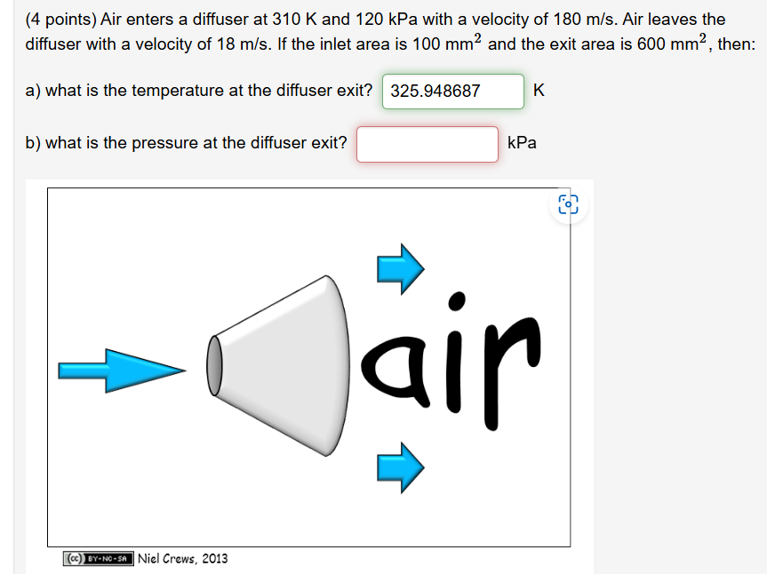Solved Air enters a diffuser at 310 ﻿K and 120 ﻿kPa with a | Chegg.com