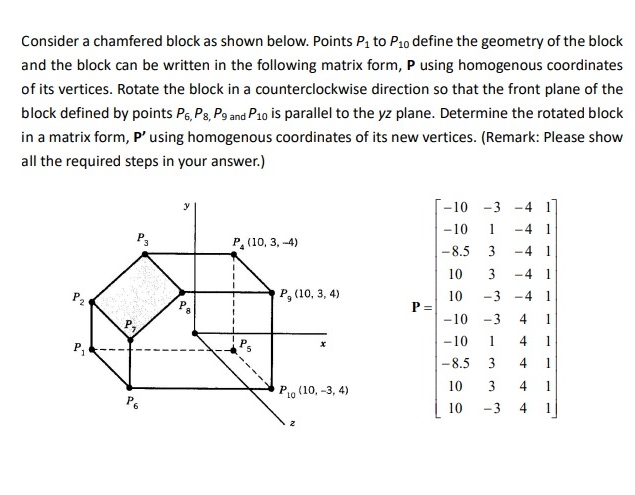 Solved Consider a chamfered block as shown below. Points P1 | Chegg.com