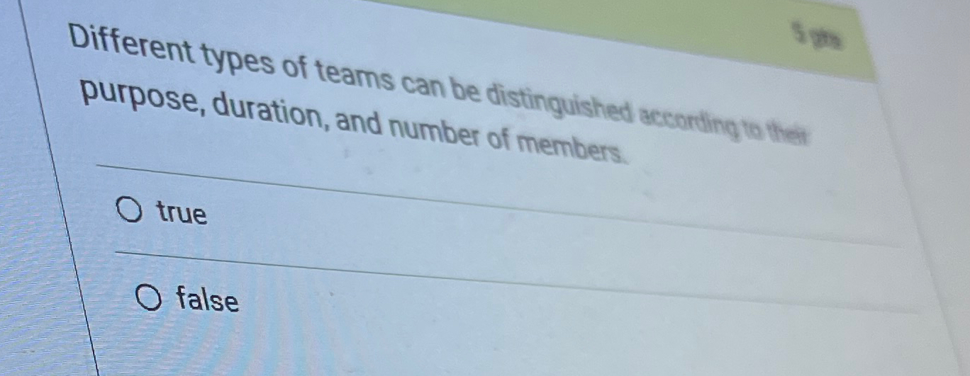 Solved Different types of teams can be distinguished | Chegg.com