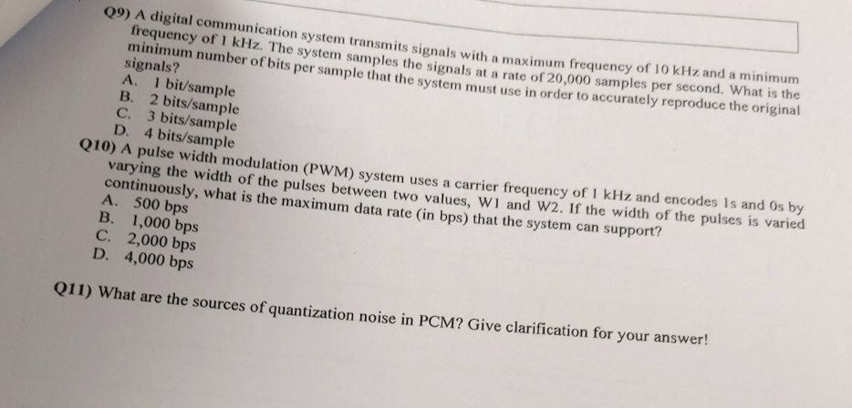 Solved Q9) A digital communication system transmits signals | Chegg.com