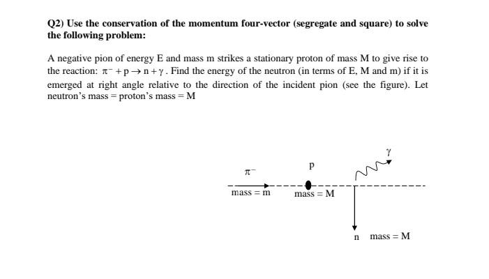 Solved (2) Use the conservation of the momentum four-vector | Chegg.com