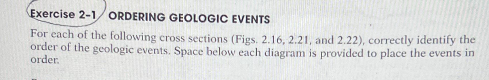 Exercise 2-1 ﻿ORDERING GEOLOGIC EVENTSFor each of the | Chegg.com