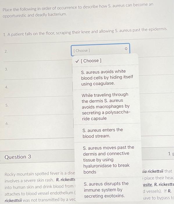 Solved Place the following in order of occurrence to | Chegg.com
