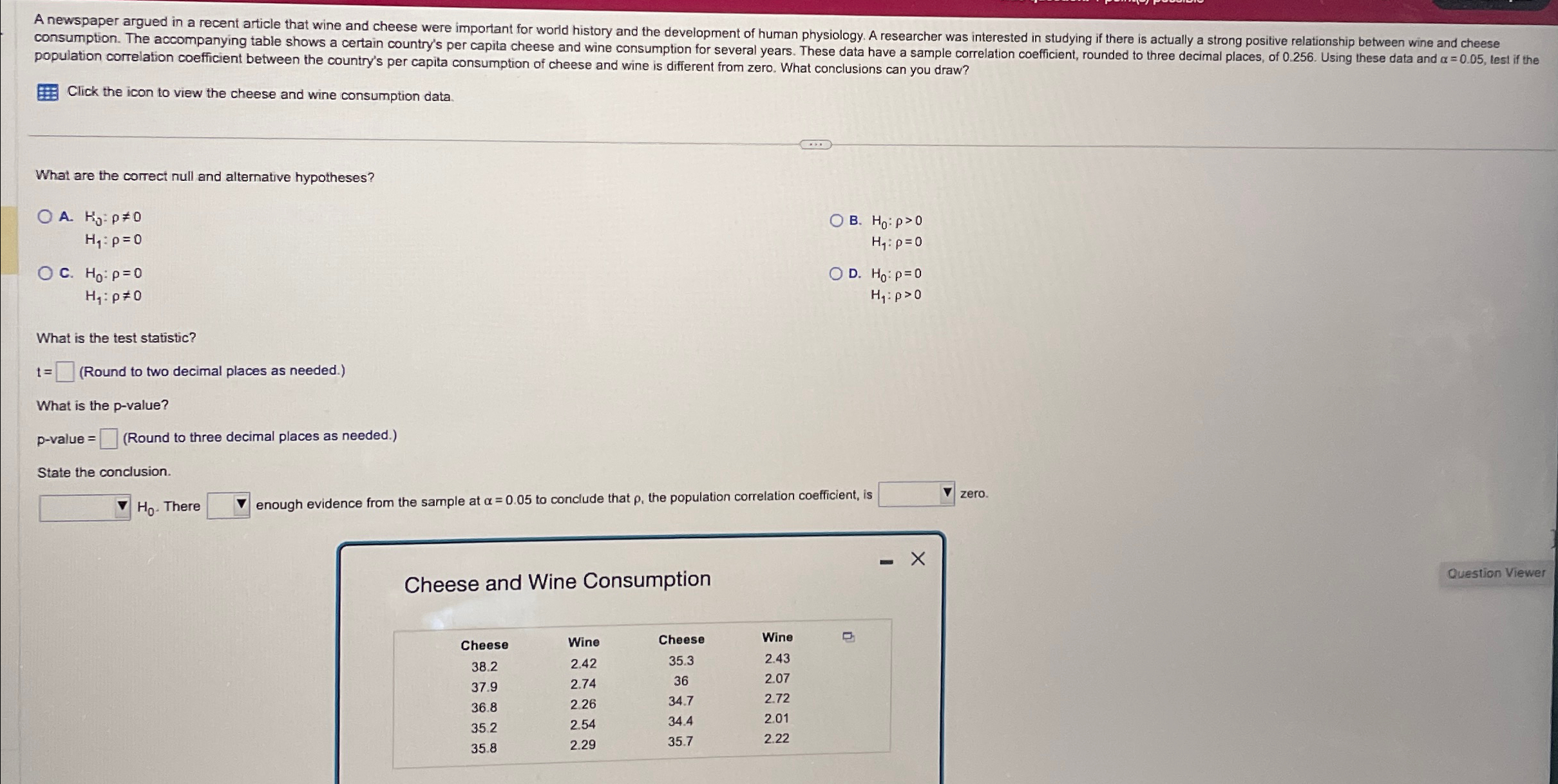 Solved Population Correlation Coefficient Between The