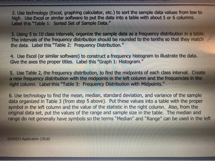 STA2023 Application: Sample Data, Statistics, and the | Chegg.com