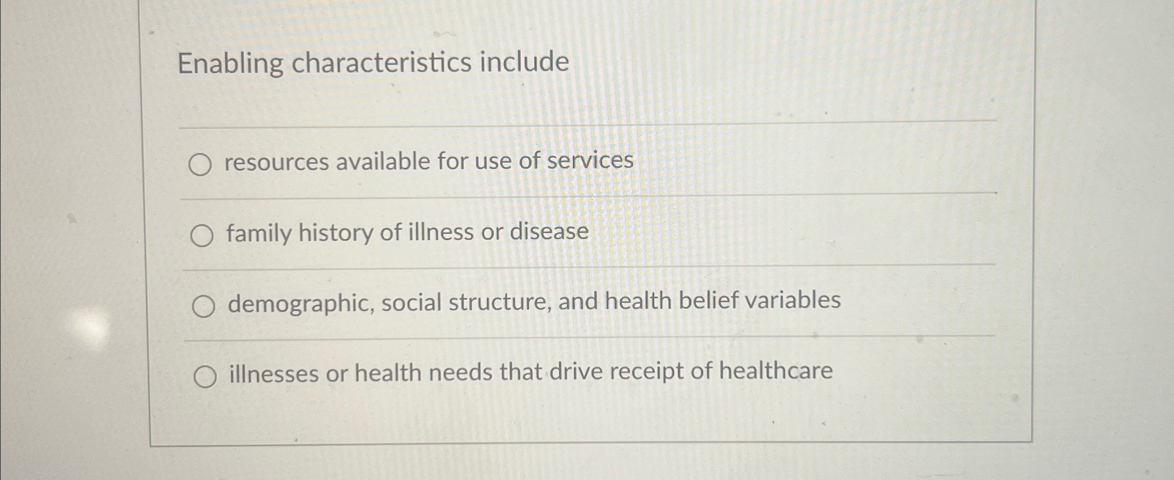 Solved Enabling characteristics includeq,resources available | Chegg.com