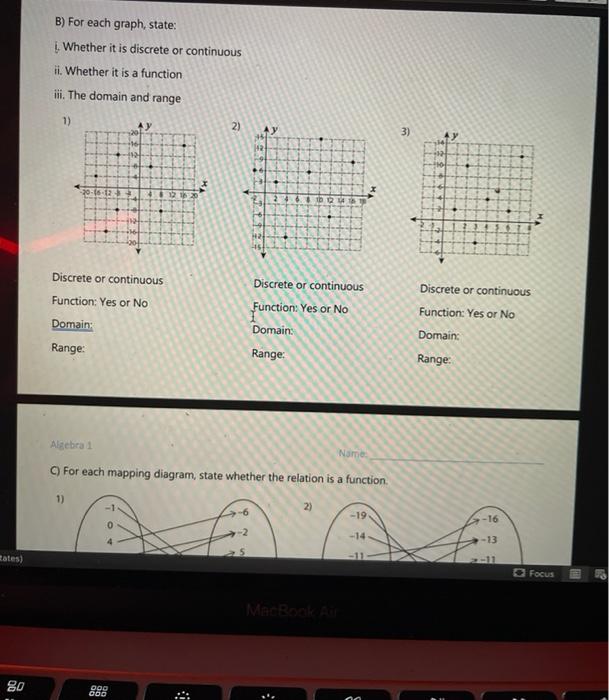 Solved A) State the domain and range of each set of ordered | Chegg.com