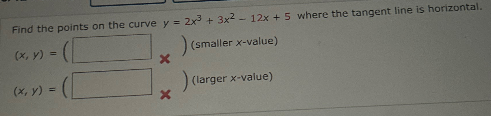 Solved Find the points on the curve y=2x3+3x2-12x+5 ﻿where | Chegg.com