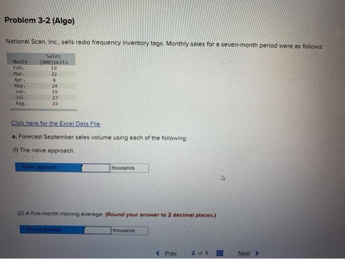 Solved Problem 3-2 (Algo) National Scan, Inc. sells radio | Chegg.com