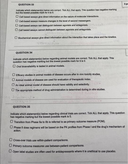Solved QUESTION 33 Indicate which statement(s) below are | Chegg.com