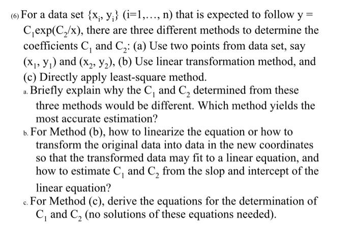 Solved (6) For a data set {xi,yi}(i=1,…,n) that is expected | Chegg.com