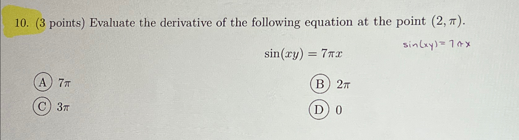 Solved (3 ﻿points) ﻿Evaluate the derivative of the following | Chegg.com