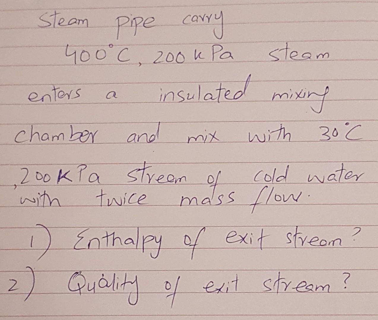 Solved steam pipe carry 400∘C,200kPa steam enters a | Chegg.com