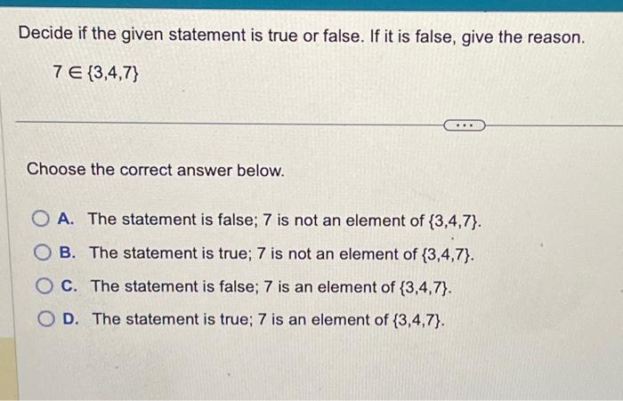 Solved Decide if the given statement is true or false. If it | Chegg.com