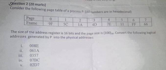 Solved Page Question 2 (20 marks) Consider the following | Chegg.com