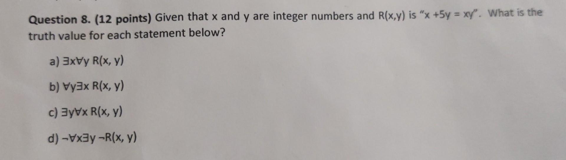 Solved Question 8. (12 points) Given that x and y are | Chegg.com