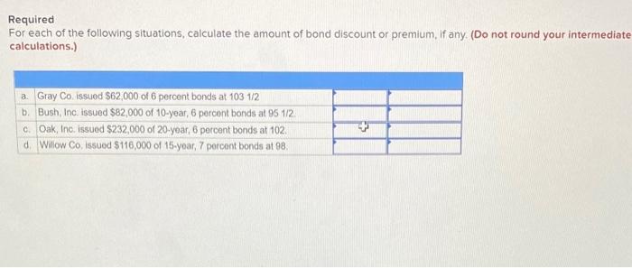 Solved Required For each of the following situations, | Chegg.com