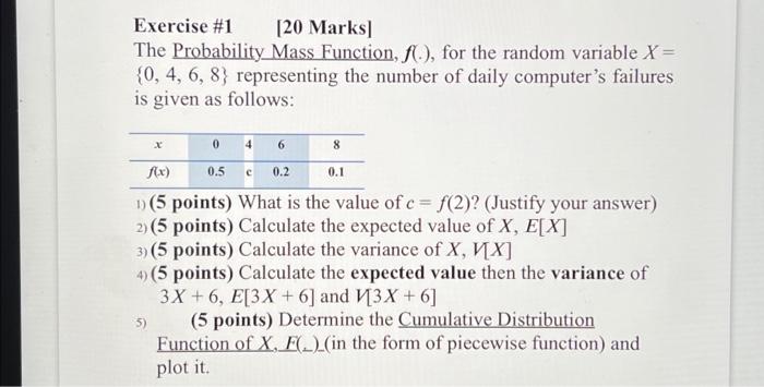 Solved Exercise #1 [20 Marks] The Probability Mass Function, | Chegg.com